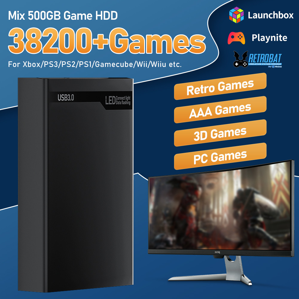Jual Mix 500GB Gaming HDD Retro Video Game Console Retrobat Playnite ...
