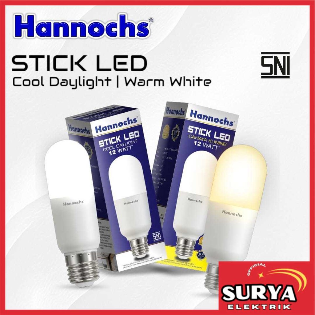 Jual Bohlam Lampu HANNOCHS STICK LED P Bulb 5W 7W 9W 12W Putih / Kuning ...