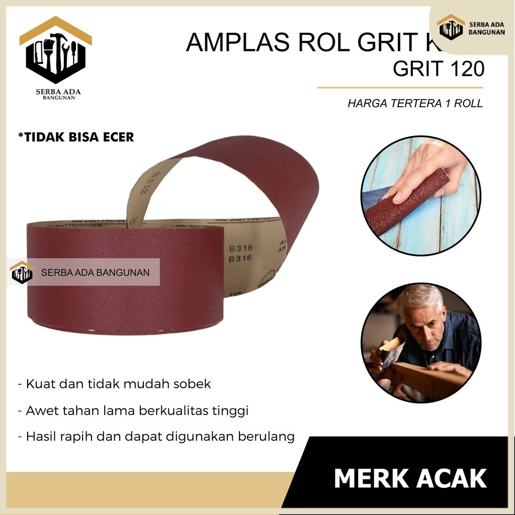 Jual SAB AMPLAS ROLL GRIT 120 / AMPELAS BESI / AMPLAS ROL PANJANG 50 ...