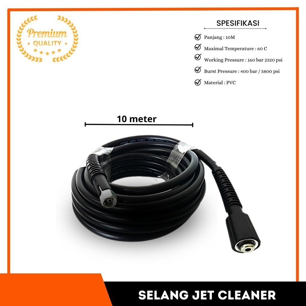 Jual Selang Jet Cleaner 10M Mesin Steam Cuci Mobil Motor 10 M Hose High ...