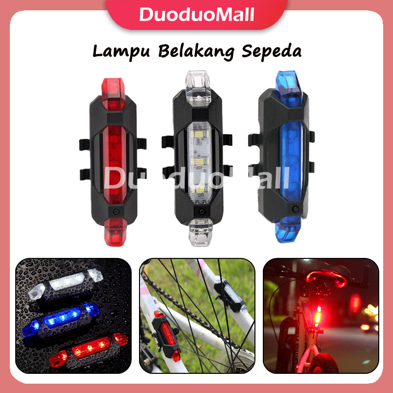 Jual Lampu Belakang Sepeda/Lampu Sepeda USB Rechargeable Waterprof Anti ...