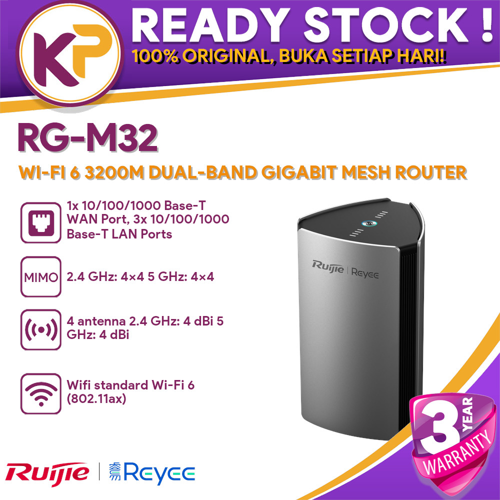 Jual RUIJIE REYEE RG-M32 WI-FI 6 3200M DUAL-BAND GIGABIT MESH ROUTER | Shopee Indonesia