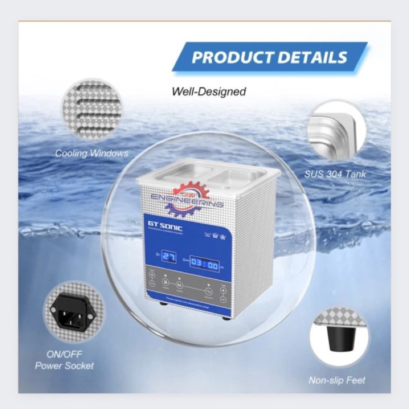Jual Ultrasonic Cleaner 2L GT Sonic R2 Degas Digital Ultrasonik Cleanser | Shopee Indonesia
