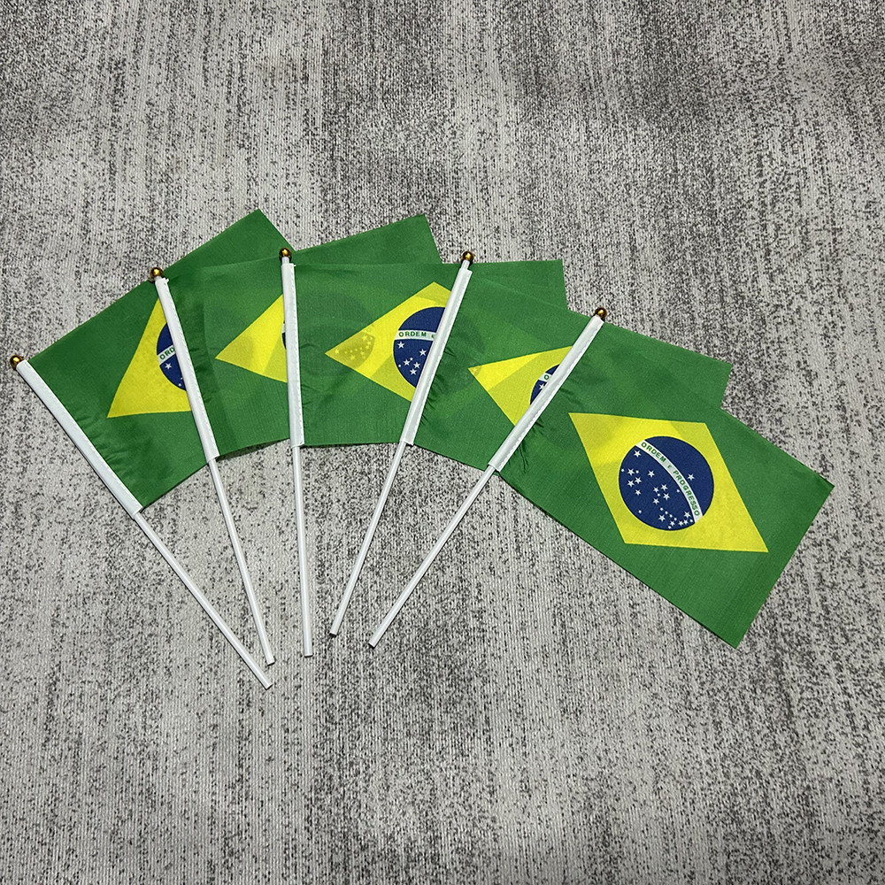 Jual Brazil hand Flag 100pcs/pack 21X14 cm Polyester Brazil hand waving ...