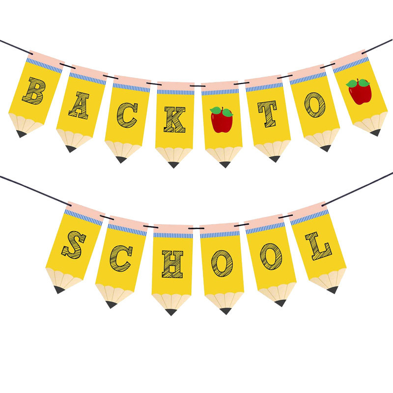Jual Back to school Pencil Flag, First Day of School Banner, Back to ...