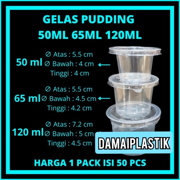 Jual Gelas Plastik Puding 65ml+tutup isi 50pcs roll 65ml 50ml 55ml 130ml | Shopee Indonesia