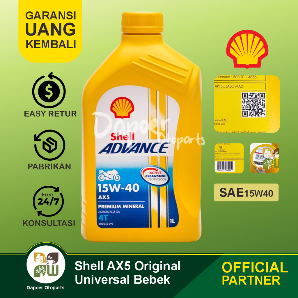 Jual Oli Shell AX5 15w40 Shel Advance Oli Mesin Motor Sport 1 Liter ...