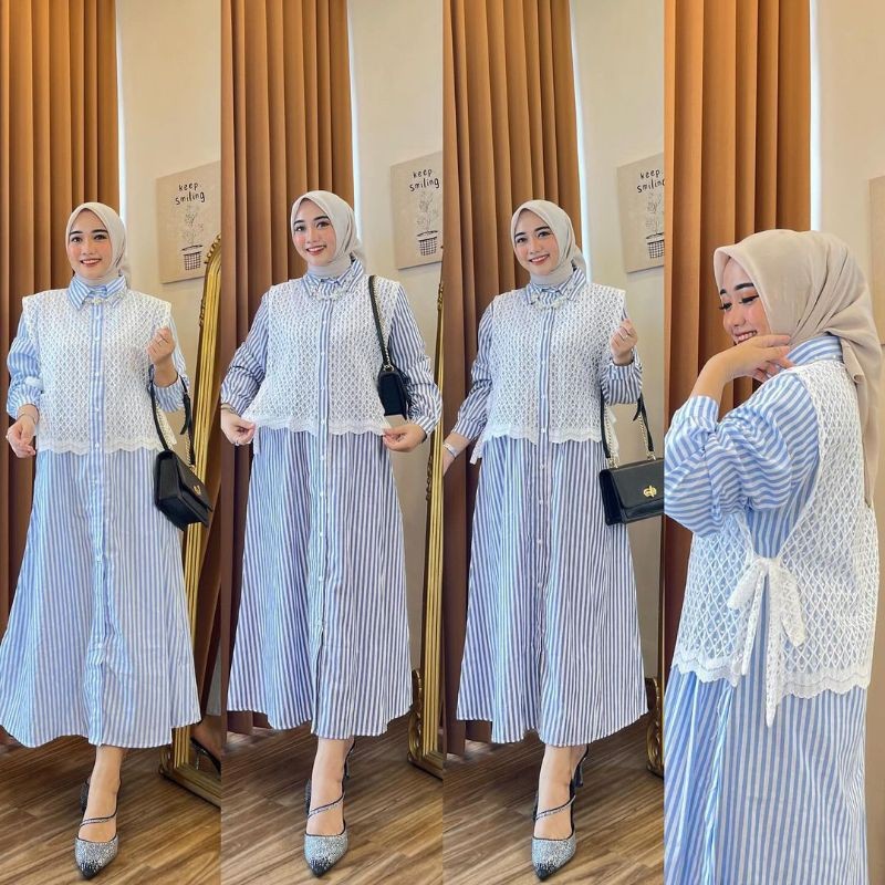 Jual TERBARU RETTA MIDI DRESS SIZE M L XL XXL JUMBO MIDI SALUR MIX RENDA PREMIUM MIDI DRESS ...