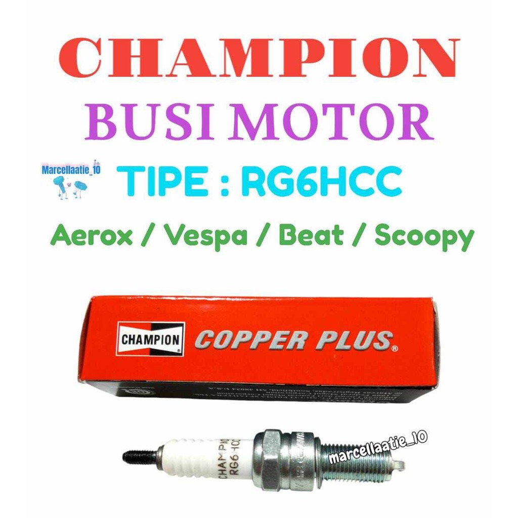 Jual 1 PCS BUSI CHAMPION RG6HCC ORIGINAL BUSI MOTOR AEROX VESPA BEAT ...