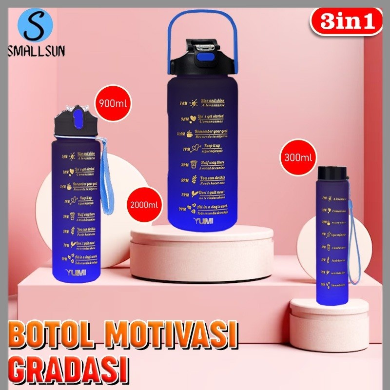 Jual Botol Minum Gradasi Viral Beranak 3 in 1 2000mL+900ml+300ml Free Sticker dan Sedotan ...