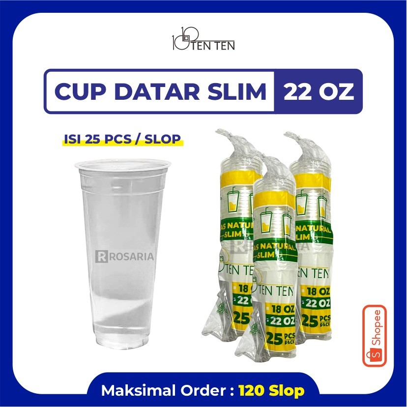 Jual CUP POLOS DATAR 22 OZ TENTEN SLIM 7 gr Plastik Bening Gelas ...
