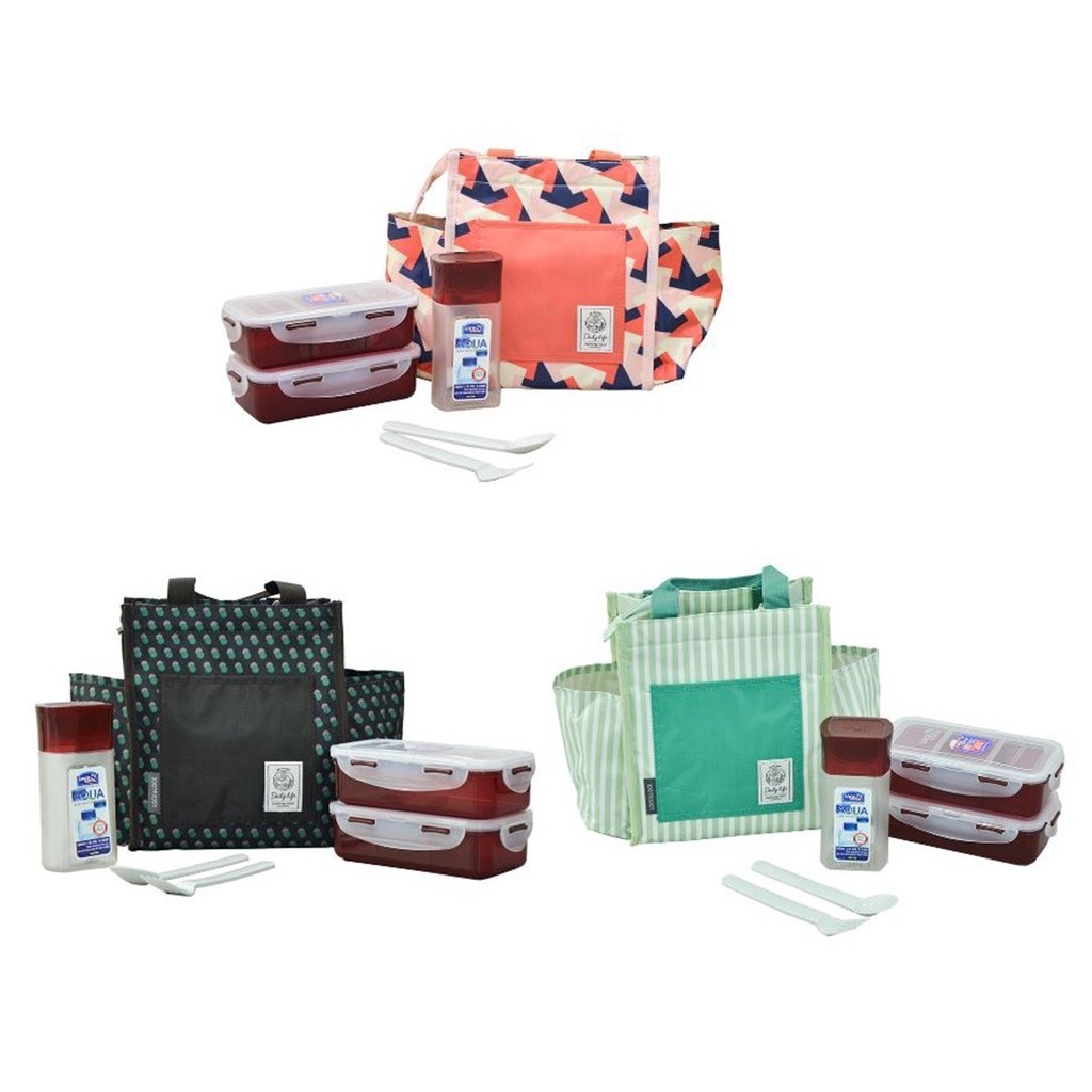 Jual LOCKNLOCK Lunch Box 3pcs - HPL758RS5 Wadah makanan Tosca Navy ...