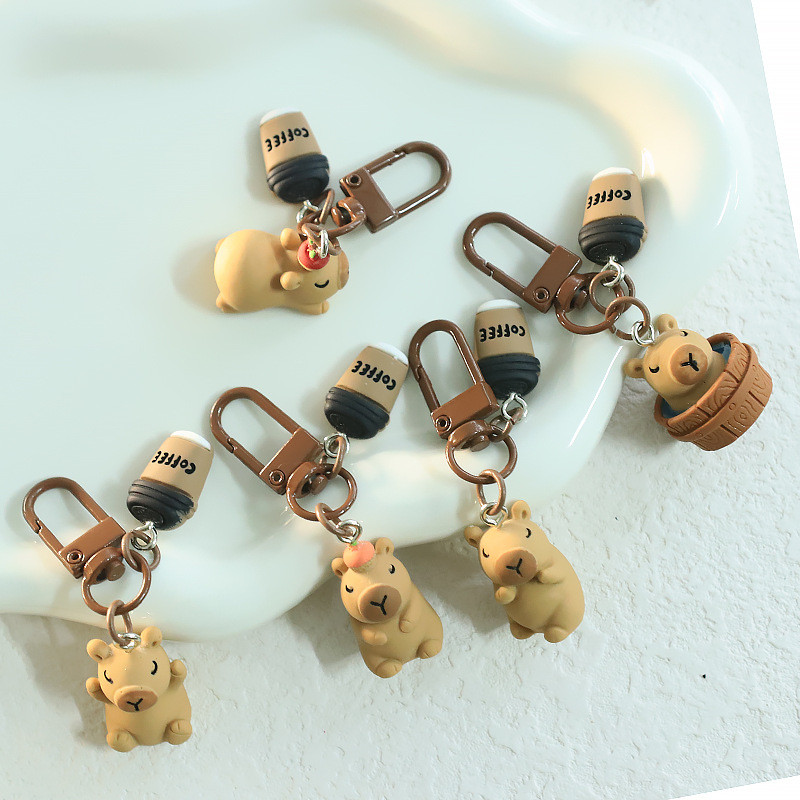 Jual Cute Resin Capybara Key Chains for Women Girls Capibara Animal ...