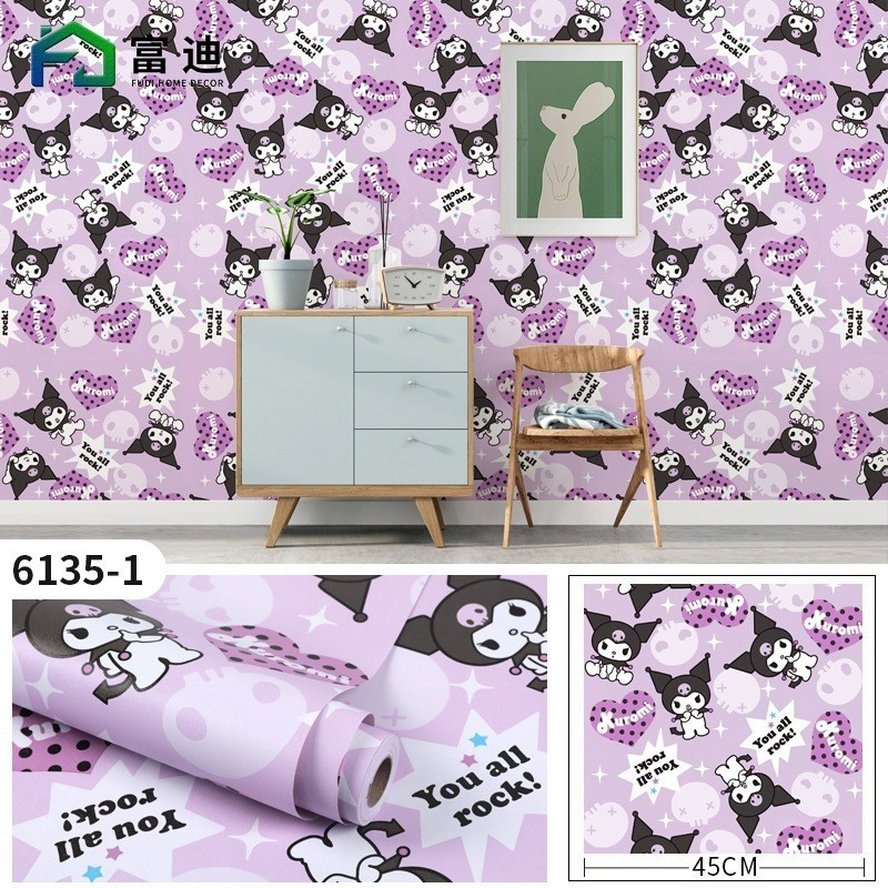 Jual Wallpaper Dinding Kuromi Sanrio 8m s/d 9m x 45cm | Shopee Indonesia