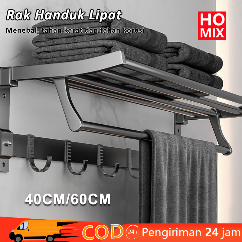 Jual HOMIX Rak Handuk Kamar Mandi Ukuran 50/60CM Rak Gantungan Handuk ...