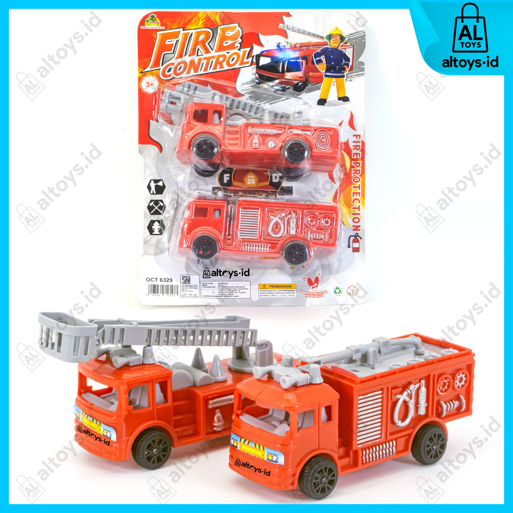 Jual Mainan Mobil Truck Pemadam Kebakaran Set 2 Pcs - Kendaraan Fire ...
