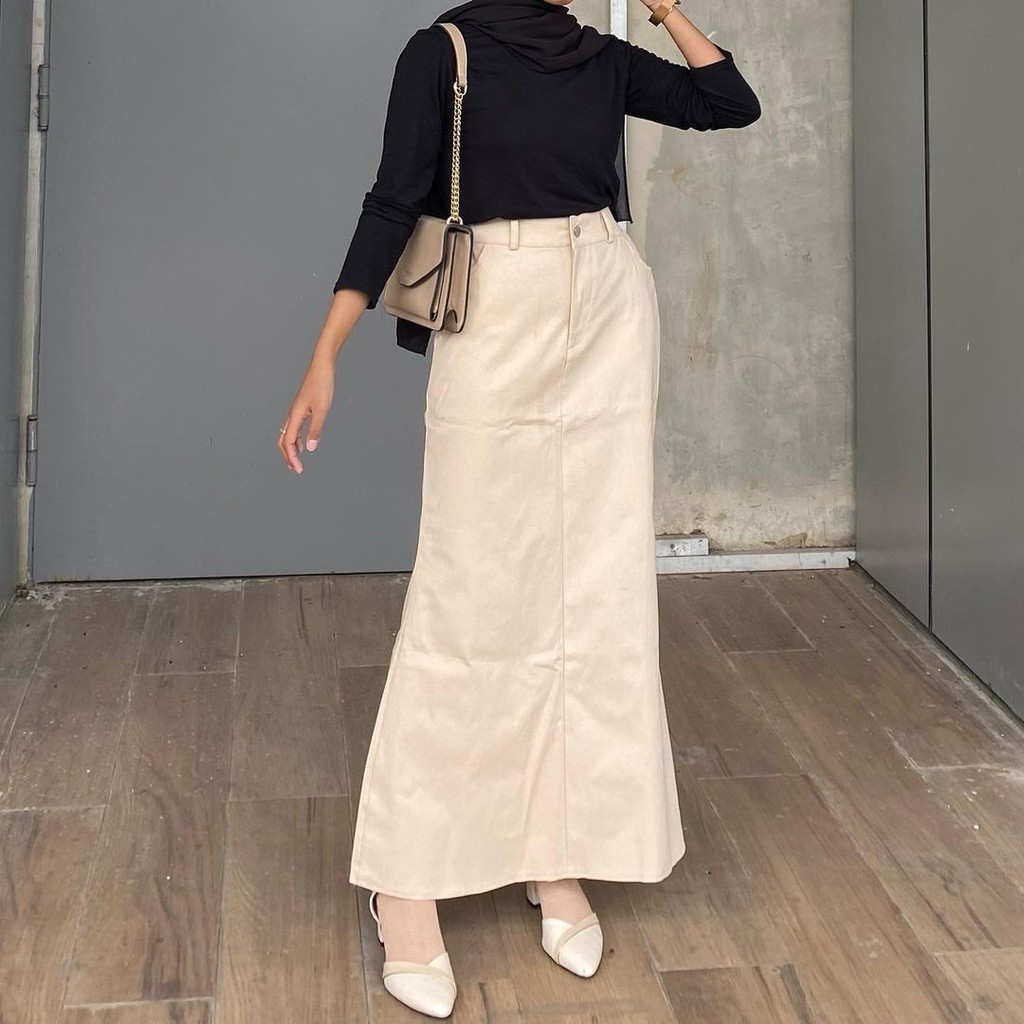 Jual Rok Fishtail Basic Twill - Rok Duyung Trendy - Rok Mermaid Viral ...