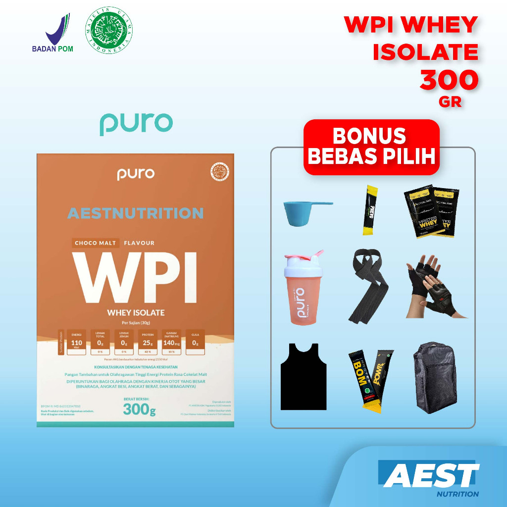 Jual Puro WPI Whey Protein Isolate 300 gram Susu Protein Isolate | Shopee Indonesia