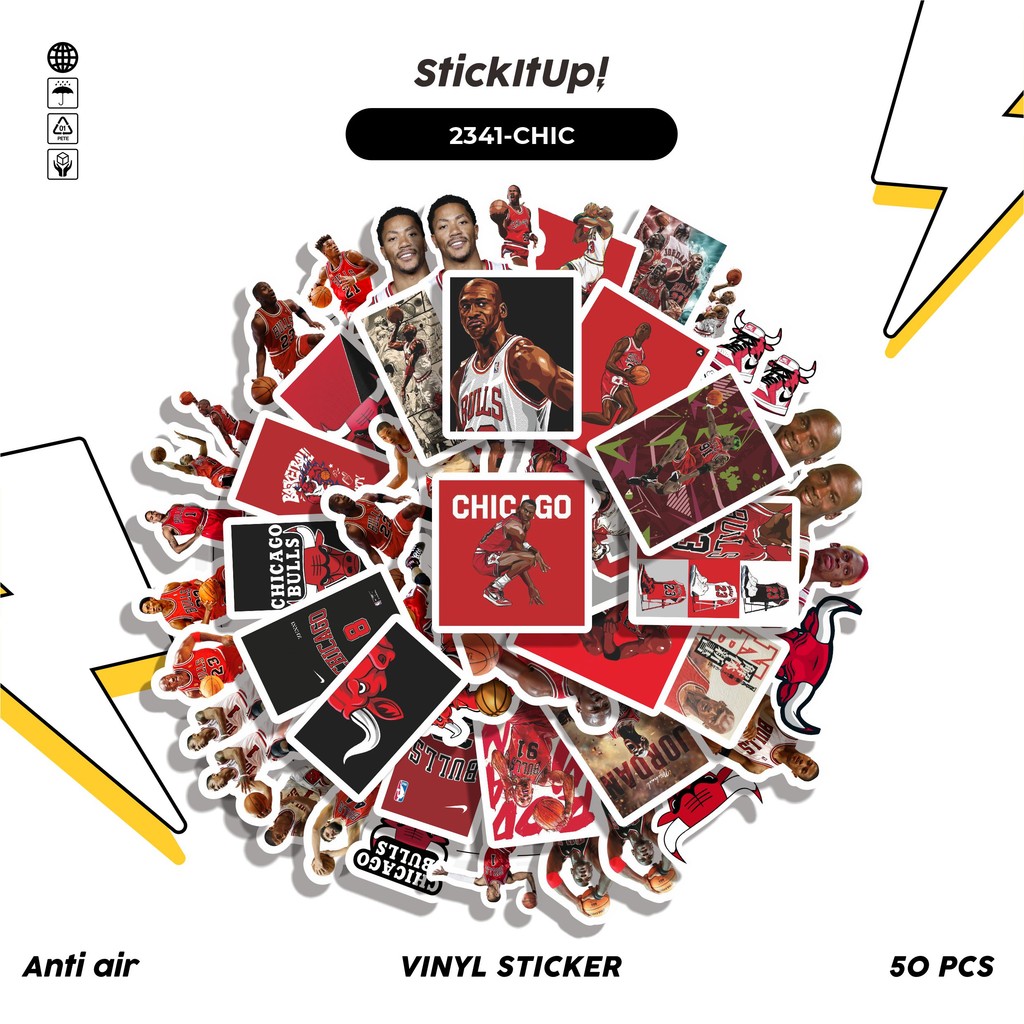 Jual COD 50 Pcs Sticker Pack BASKET SERIES NBA CHICAGO BULLS 01 Lucu ...