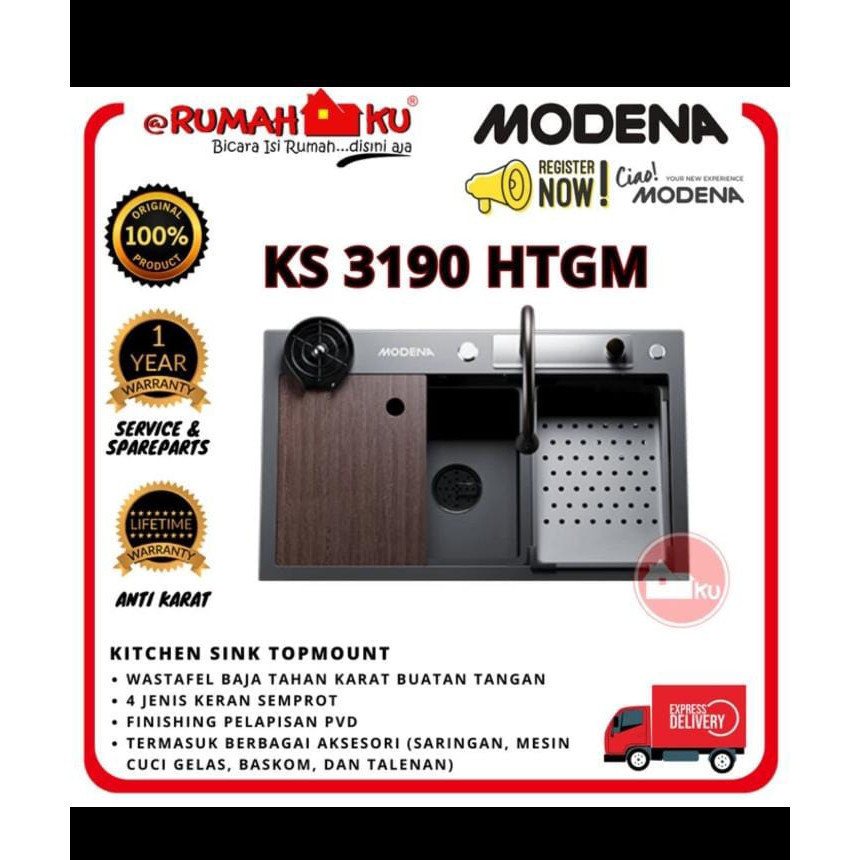 Jual MODENA SINK NEW MODEL KS 3190 HTGM | Shopee Indonesia