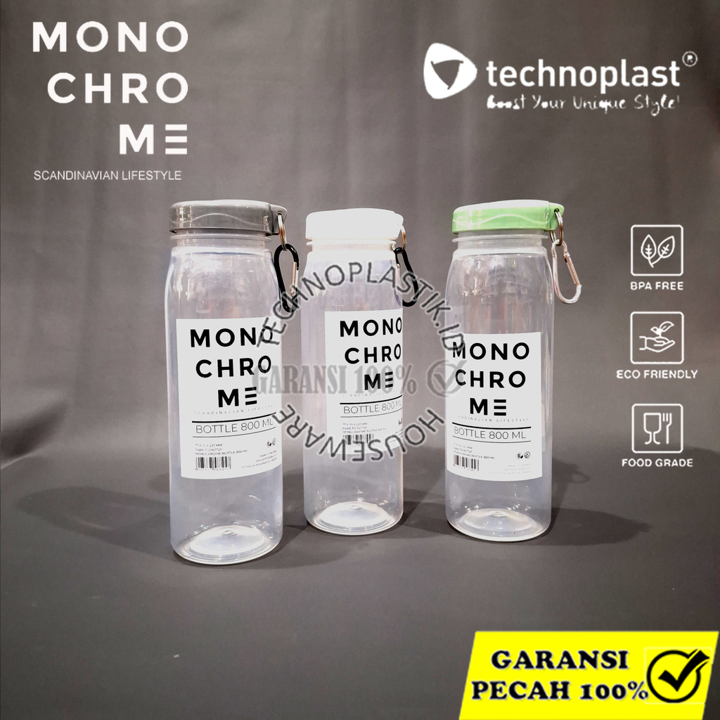 Jual TECHNOPLAST NEW Monochrome Botol Minum Plastik Sport Bottle 800 Ml PP05 | Shopee Indonesia