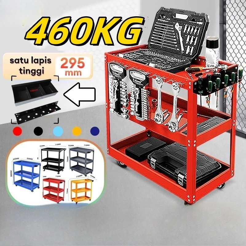 Jual Troli Bengkel Rak 3 Susun 460KG Perkakas Trolly Trolley Bantalan ...