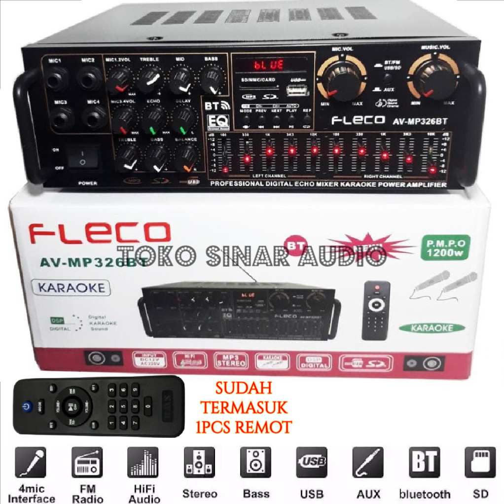 Jual Amplifier Power 2000 W Sunbuck Audio Fleco AV-MP326BT - Amplifier ...
