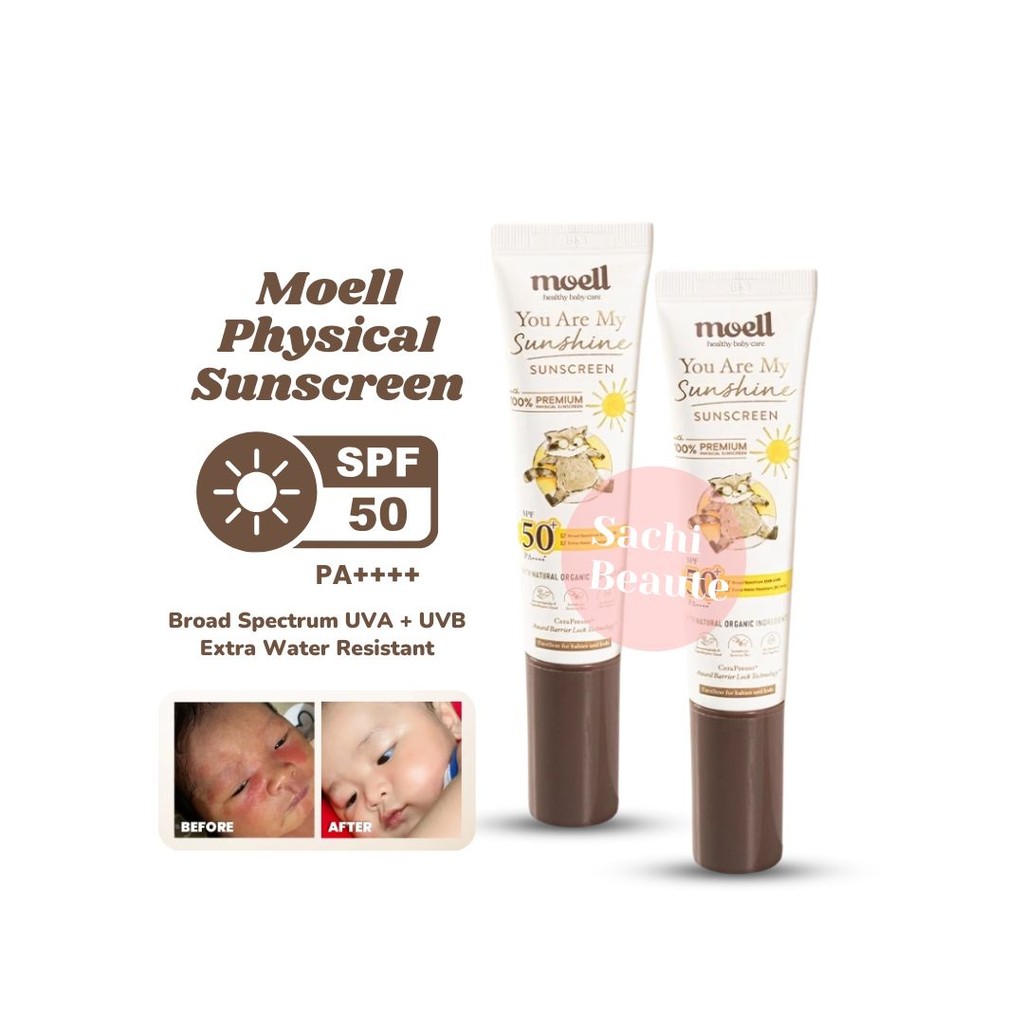 Jual Moell Physical Sunscreen Anak 30gr Dengan SPF (50+) PA(++++) Broad ...