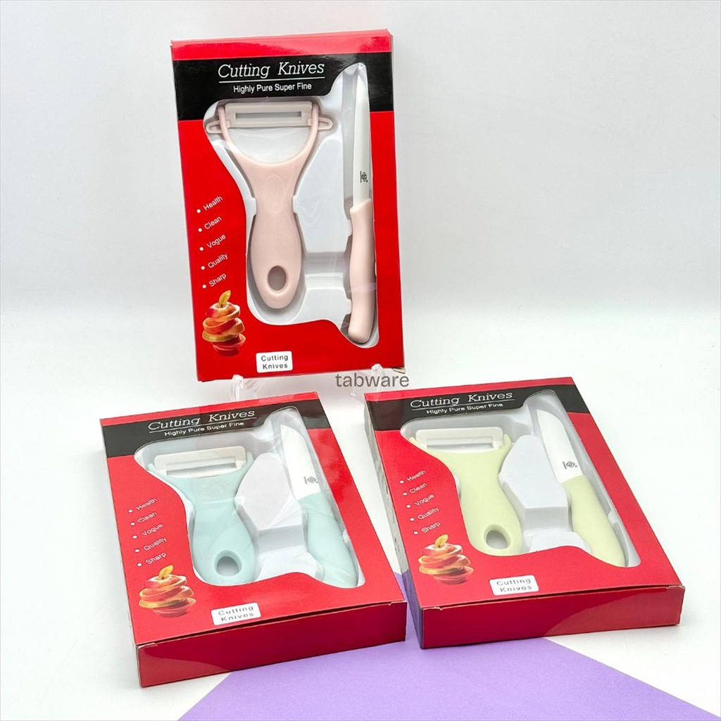 Jual (1 Set) TABWARE Pisau & Peeler Keramik 2in1 Warna Pastel | Tajam ...