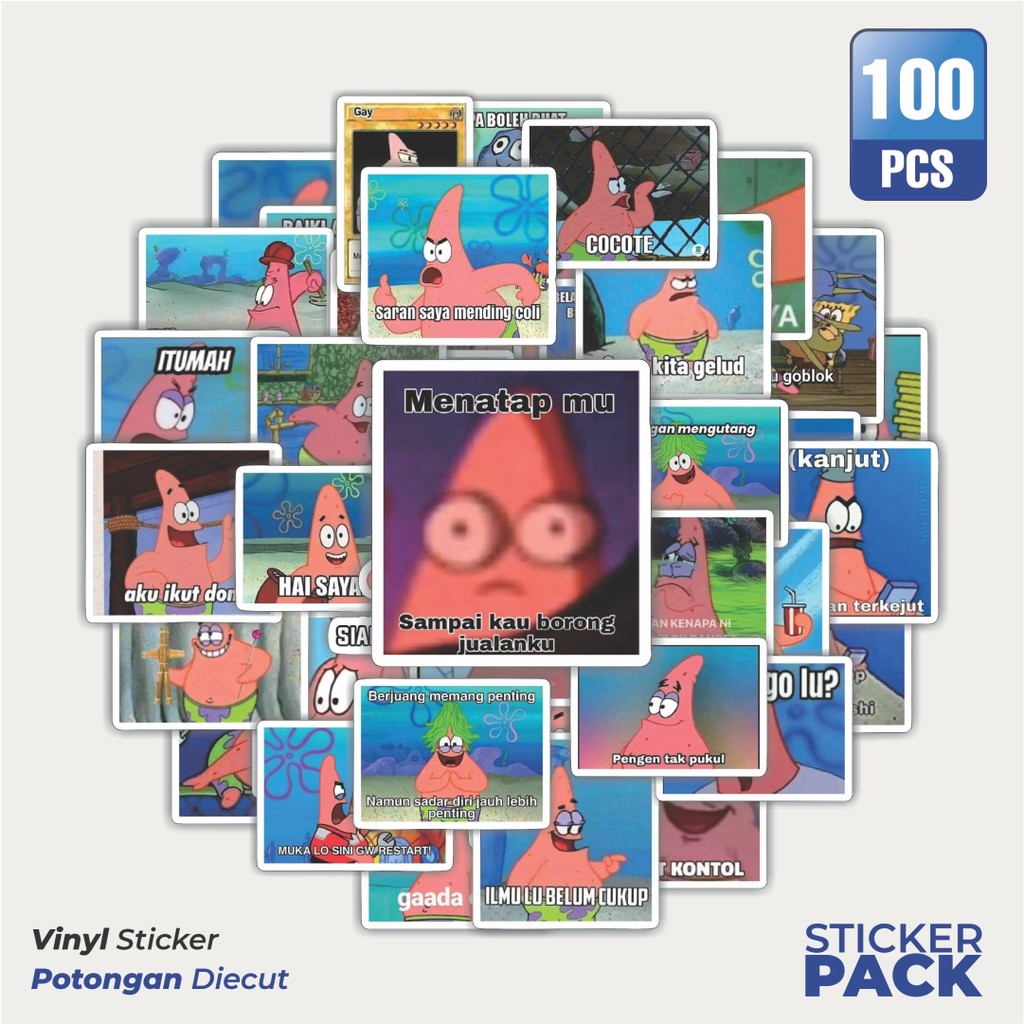 Jual MURAH 100 PCS Stiker Patrick Meme V1 Waterproof Aesthetic- Untuk ...