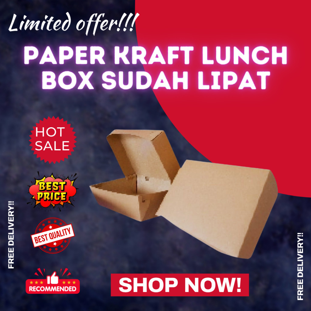 Jual PROMO ONGKIR [1 DUS] KERTAS COKLAT PAPERCRAFT KEMASAN LUNCH BOX ...