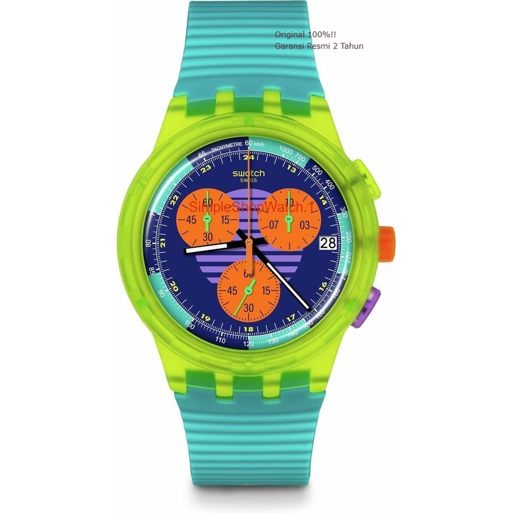 Jual Original 100%!! SWATCH SUSJ404 Neon Wave Jam Tangan Unisex Garansi ...