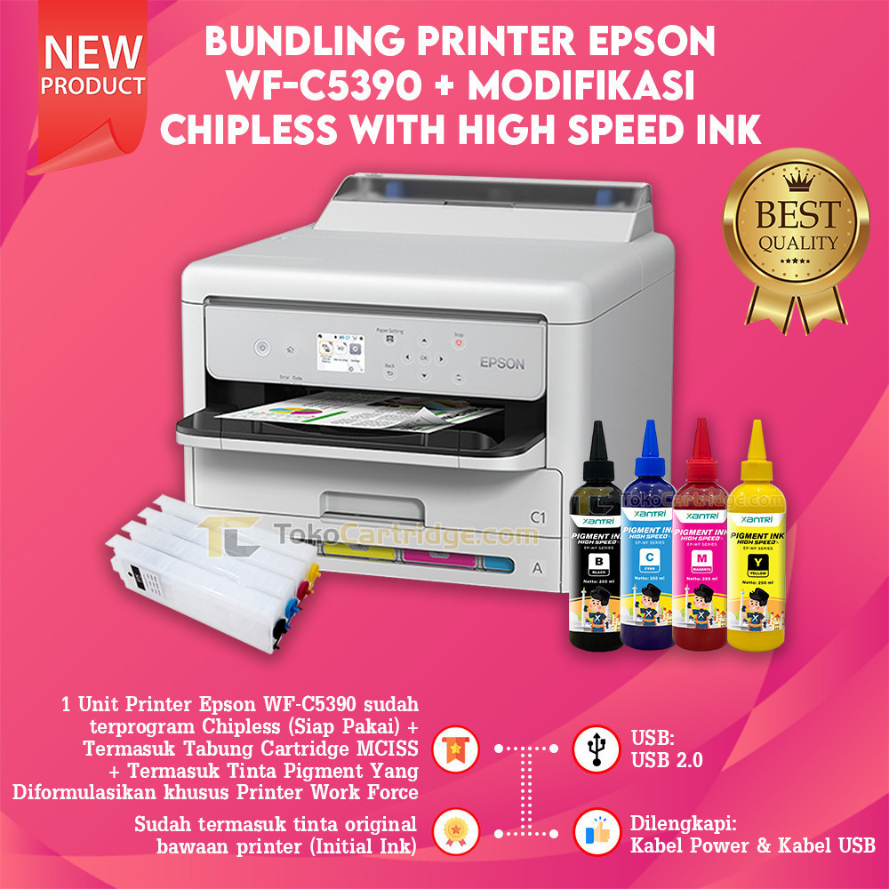 Jual CHIPLESS Printer Epson Workforce Pro WF-C5390 C5390 Duplex ...