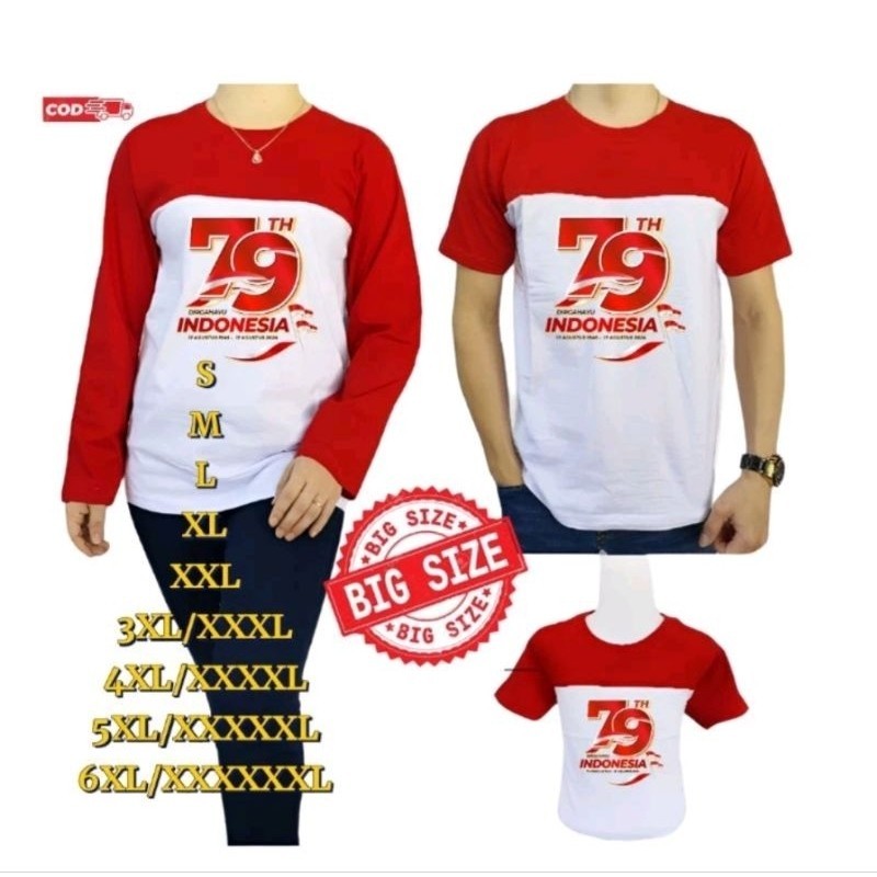 Jual kaos Merah Putih HUT RI KE 79 LIS GOLD BAJU COUPLE MERAH PUTIH ...