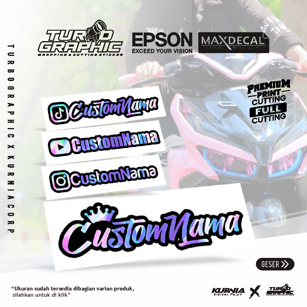 Jual Sticker Custom Nama Hologram Anti Air Bisa Request Custom | Shopee ...