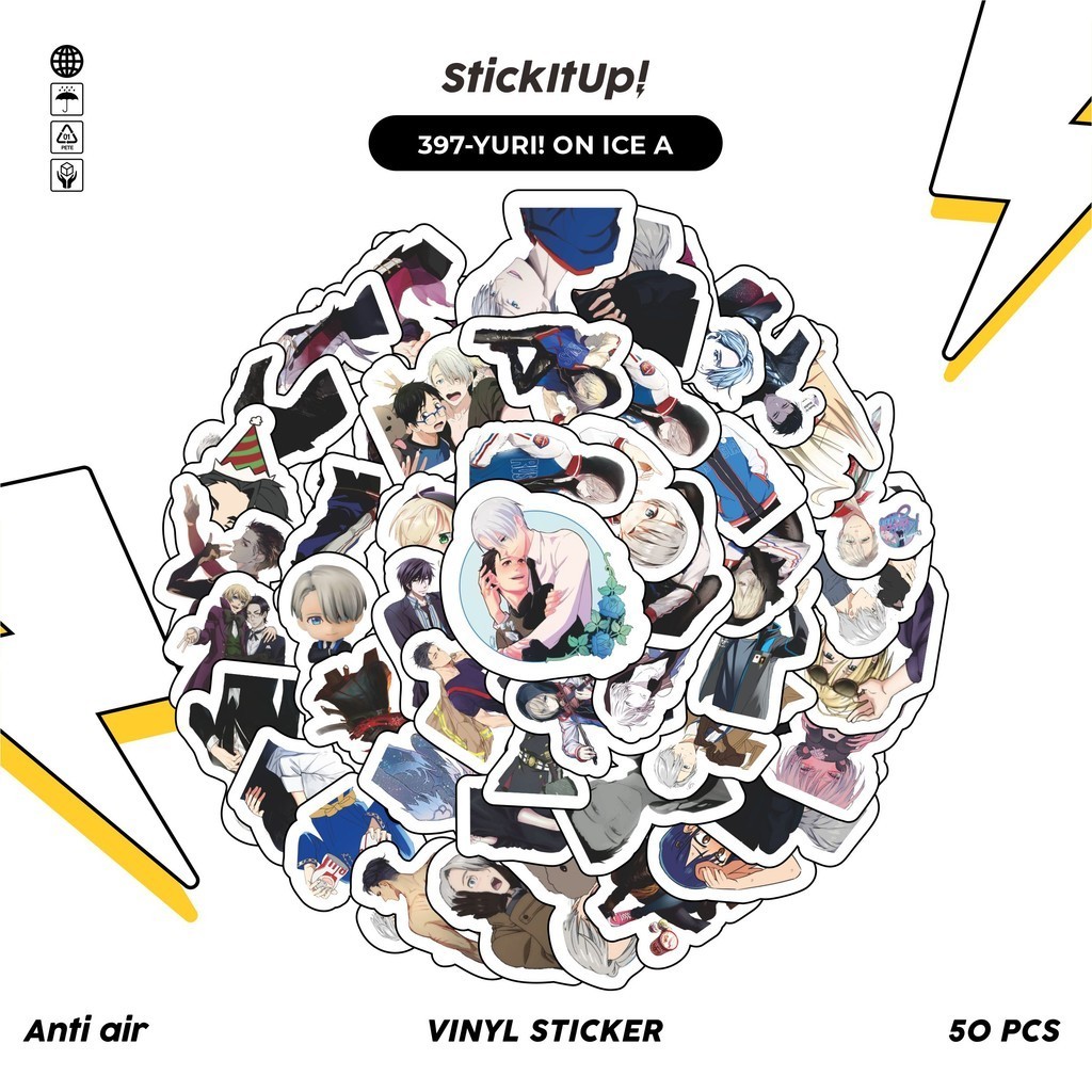 Jual COD 50 Pcs Stiker Pack Motif Anime Yuri! one ice Lucu Aesthetic ...