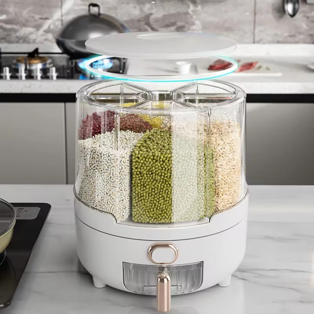 Jual Dispenser Beras Bulat 5Kg Putar 360 Wadah Mewah Estetik Wadah ...