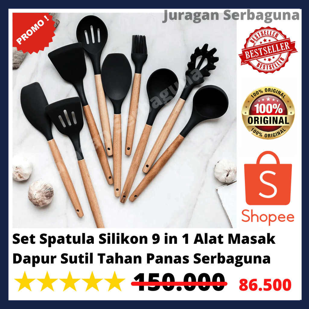 Jual Set Spatula Silikon 9 in 1 Alat Masak Dapur Sutil Tahan Panas ...