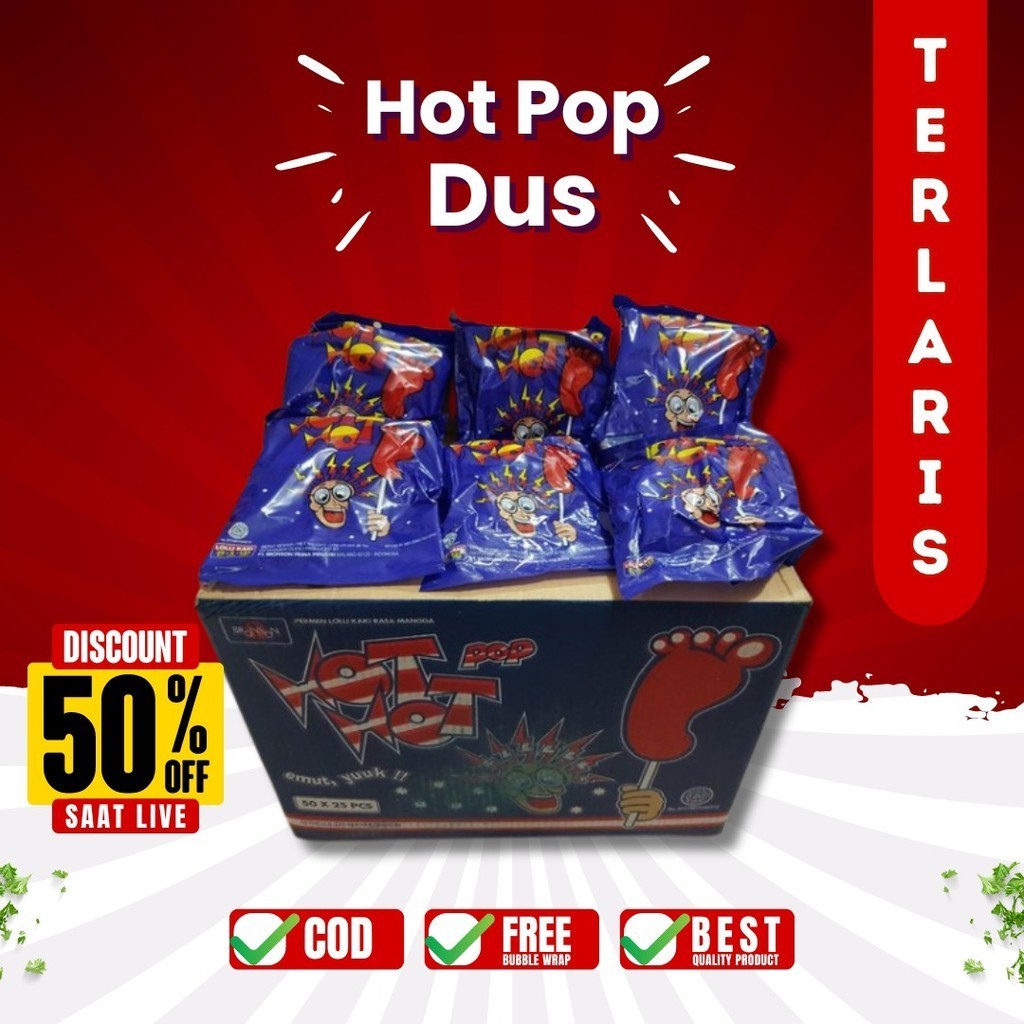 Jual HOT HOT POP PERMEN KAKI 1 DUS ISI 50 PACK HOTHOT MAKANAN RINGAN ...