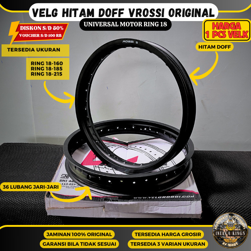 Jual Velg Velk Rim 18 Ukuran 160 185 215 Hitam Doff ORIGINAL VROSSI V ...