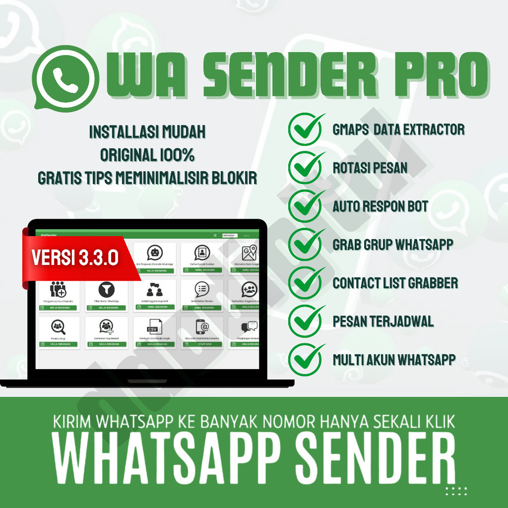 Jual SOFTWARE BROADCAST PESAN WA SENDER PRO VERSI TERBARU WA BULK SENDER WA BLASTER 2024 ...