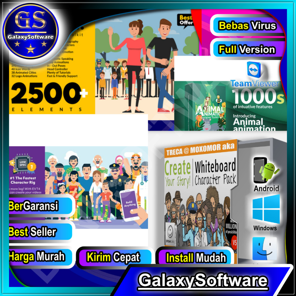 Jual 10 Paket Character Animasi Explainer After Effects Populer for ...