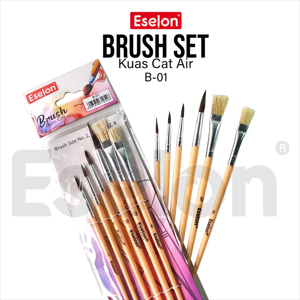 Jual [MaxMart] Kuas Lukis Cat Air Set Eselon/ 1pack kuas cat air ...