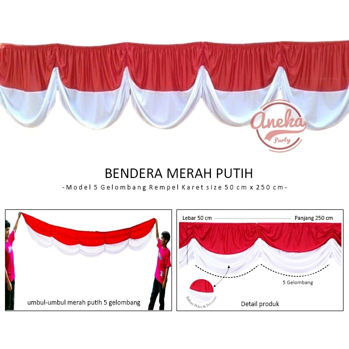 Jual Bendera Merah Putih 5 Gelombang polos / Bendera Kain Indonesia ...
