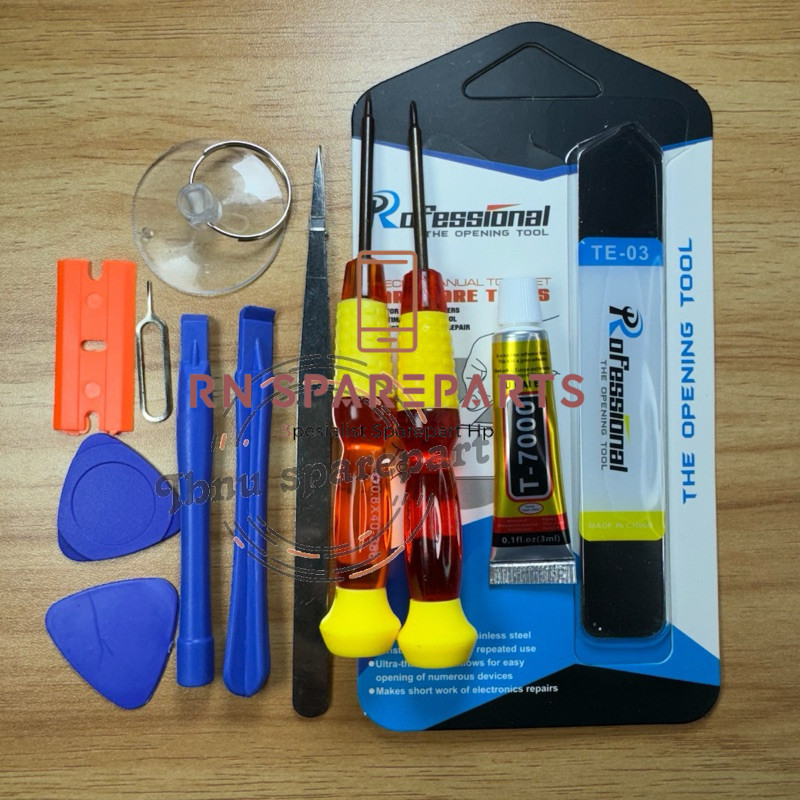 Jual OBENG SET HP 10 IN 1 + LEM T7000 3ML + ALAT PEMBUKA / PENCUNGIL LCD TOUCHSCREEN TE-03 ...