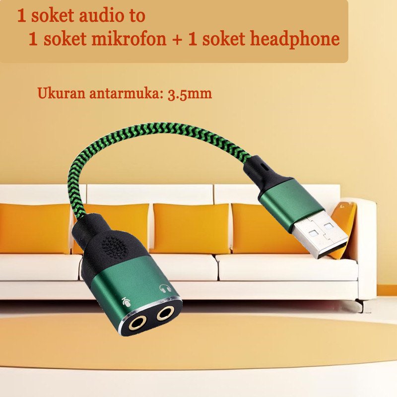 Jual Kabel Berbagi Audio, Port USB Pria, Soket Mikrofon Wanita + Soket ...