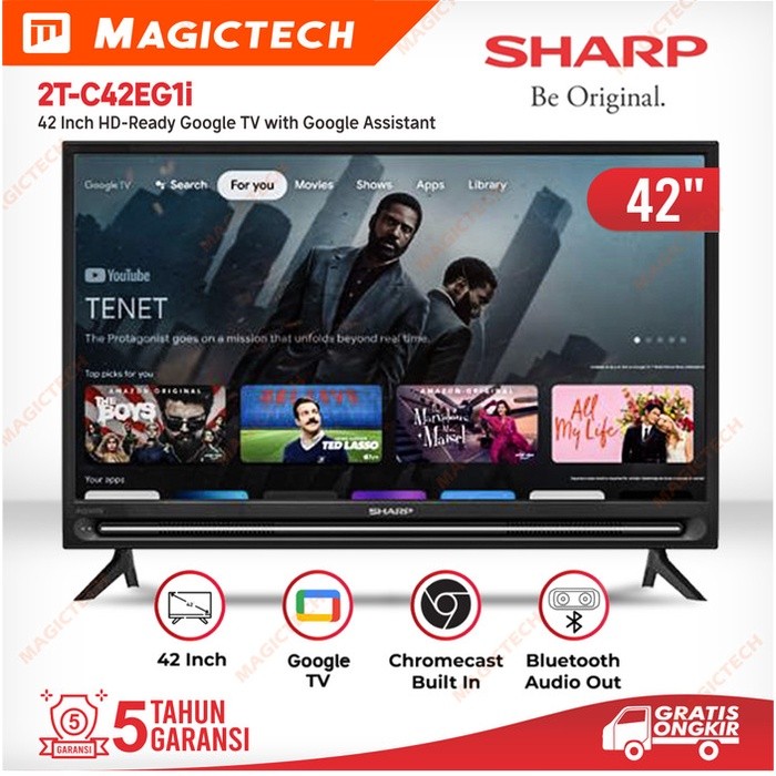 Jual TV LED SHARP 42 Inch / 42" 2T-C42EG1i / 42EG1i SMART GOOGLE TV FHD | Shopee Indonesia