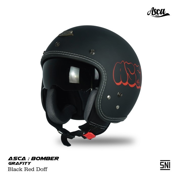Jual Helm Asca Bomber Grafity Black Red Doff Gunmet Gold ORIGINAL ...