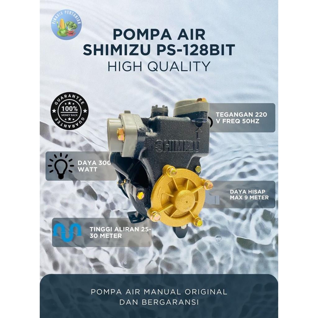 Jual SHIMIZU PS 128 BIT ORIGINAL POMPA AIR NON OTOMATIS SHIMIZU TYPE PS128BIT | Shopee Indonesia