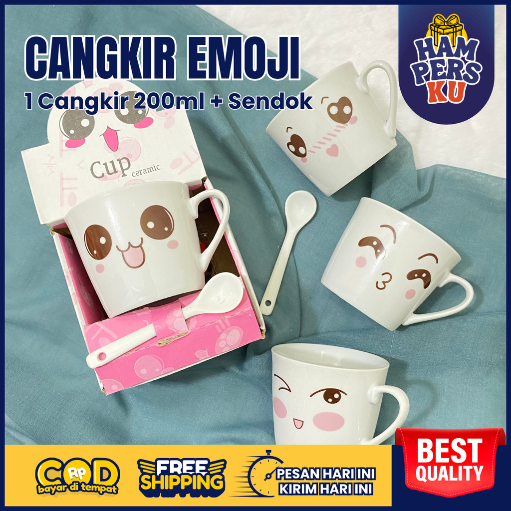 Jual Hampers Gelas kopi keramik free sendok Cangkir Kopi Mug souvenir ...